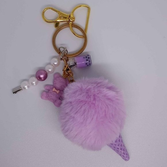 Hand Crafted | Accessories | Newpurple Ice Cream Puff Keychain With ...